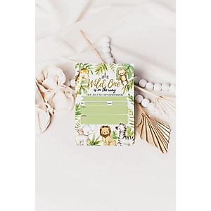 Your Main Event Prints Jungle Baby Shower Invitations, Safari Elephant, Giraffe, Lion and Monkey Baby Shower Invites with Diaper Raffles Cards, Sprinkle, 20 Invites Including Envelopes