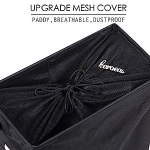 Caroeas X-Large Slim Laundry Baskets 27" Tall with Leather Handle, Laundry Basket on Wheels, Collapsible Laundry Hamper, Rolling Hamper Dorm Baskets