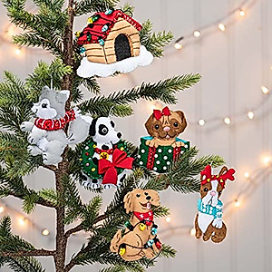 Bucilla, Christmas Dogs, Felt Applique Ornament Kit, Set of 6