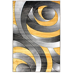 HADBA Rug Modern Geometric Area Rug Yellow 5x7 | Comfortable, Softness and Anti-Allergic Fabric | Easy to Clean | Best for Living Room, Bedroom, Hallway, and Indoor