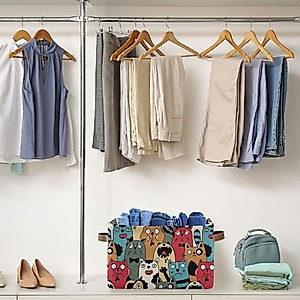 Cats Cartoon Storage Basket Bins Foldable Toy Baskets Organization with Handles Laundry Hamper for Home Boys Girls Office Closet Shelf Nursery Baskets,2 pcs