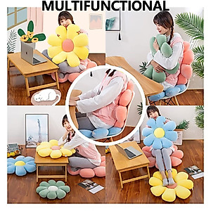 FamHome Flower Shaped Throw Pillow Butt Cushion Flower Seating Cushion,Funky Floor Cushion Room Decor,Plush Cushion for Car Office Sofa Chair (White 15.7 inches ), S-15.7 inch