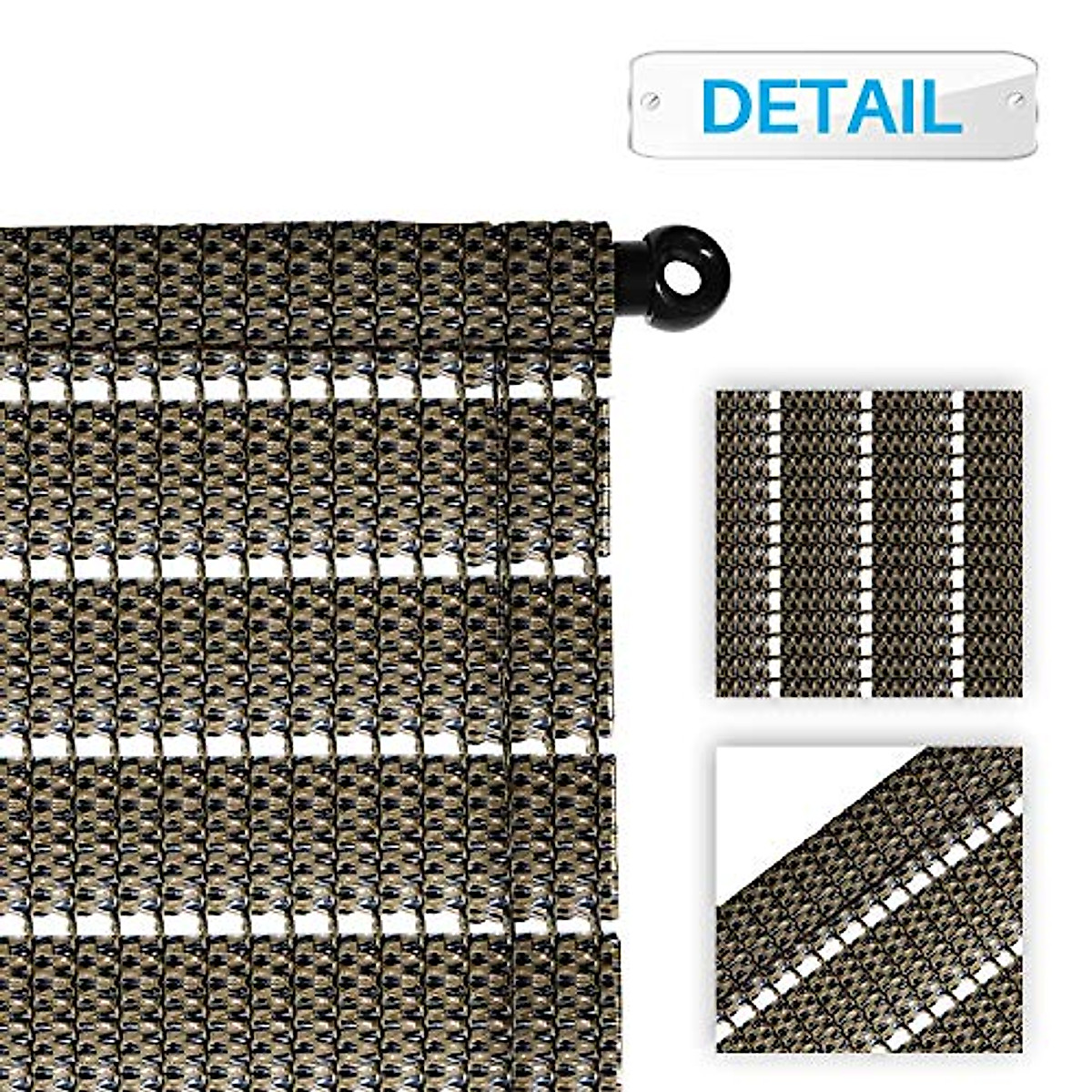 Patio Outdoor Shade Universal Replacement Pergola Canopy Cover 7'x16' Hollow Out Brown with Grommets 2 Sides Weighted Rods Included Shade Screen Panel for Deck Porch