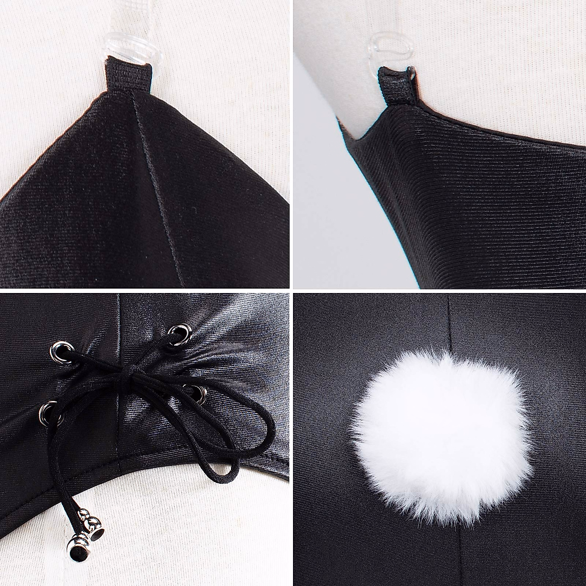 Womens Bunny Costume Girl Suit Senpai Cosplay Anime Role Costume One Piece Bodysuit Removable Padded with Stockings Set(XL)