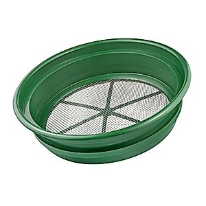 SE 13 1/4 Inch Stackable Classifier Gold Prospecting Pan - 1/8 Inch Stainless Steel Mesh Sifting Pan, Green