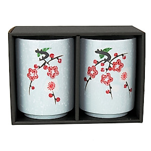 カップ Japanese 4-1/8"H Porcelain Ceramic Green Black Tea Sushi Coffee Cup Sakura Design Home Decor Gift F15689 ~ We Pay Your Sales Tax