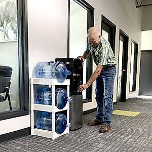 Bottle Buddy Water Racks - 3 and 5 Gallon Bottles - 3-Tray Jug Storage System - Floor Protector for Drips - Free-Standing Organizer for Home, Office, Kitchen, Warehouse - Grey