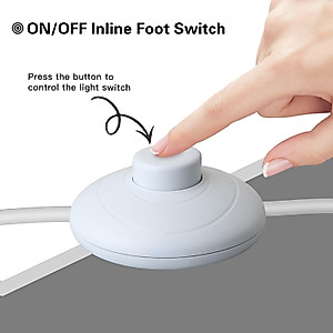 Helunsi 3Pcs Floor Lamp Foot Switch, White Foot Pedal Switch, Round Floor Lamps Foot Inline Switch, Step ON Off Spring Push Button, for Control Replacement Floor Lamp Extension Cord Parts - Pack of 3