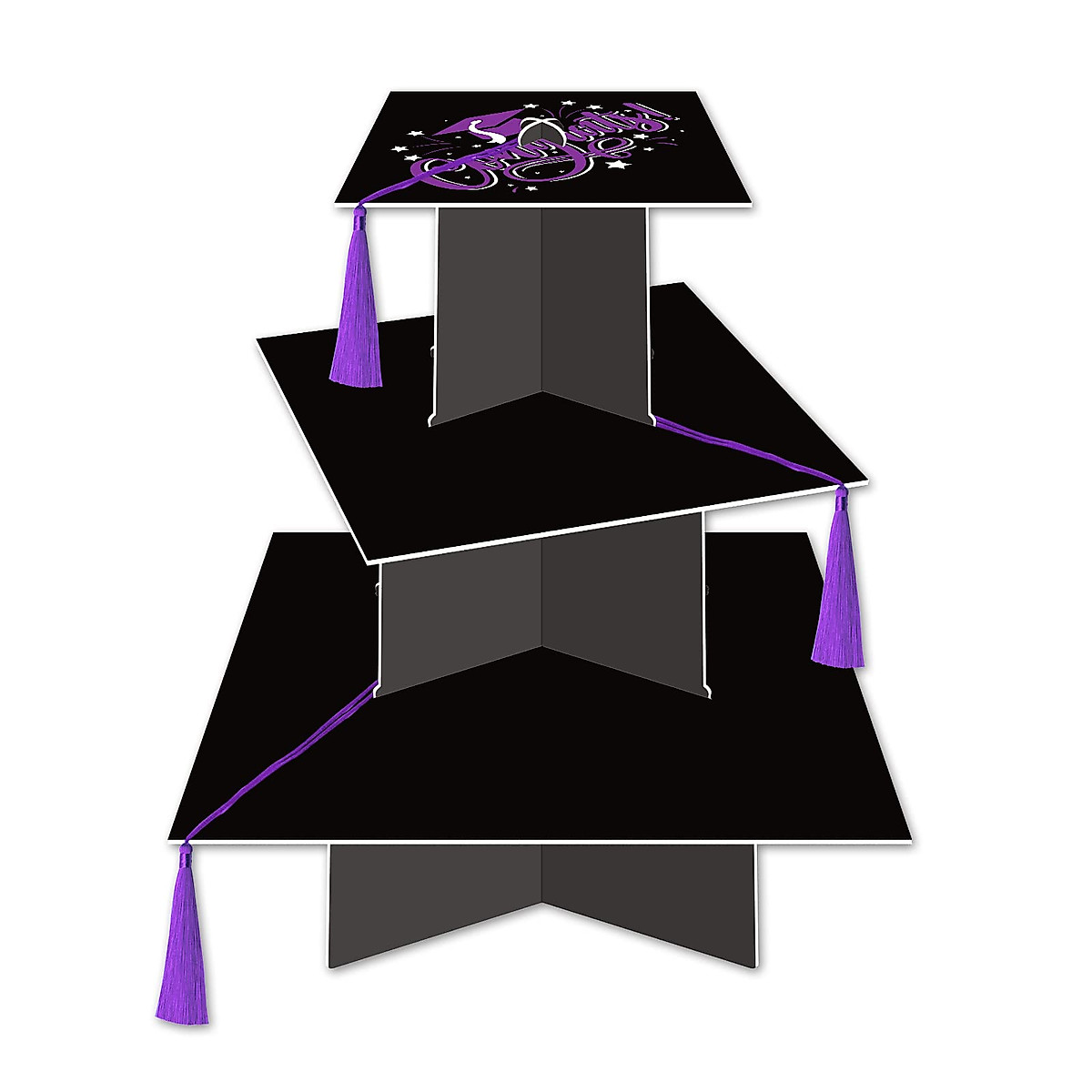 Graduation Decorations 2024 Graduation Cap Cupcake Stand with Tassel Graduation Party Favors Table Decor Grad Party Supplies (Purple)