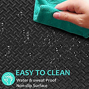 12-Tile Interlocking Puzzle Exercise Mat, 24'' x 24'' EVA Foam Flooring for Gym Equipment, Black