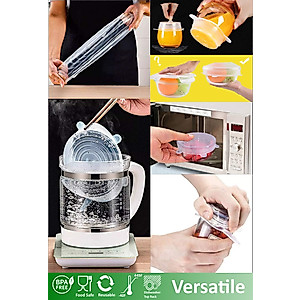 altCookingHub Silicone Stretch Lids, 6-Pack of Same Size 5.5 Inch Lids, BPA Free, Leakproof Reusable Silicone Lids for Various Shapes of Containers and Food Covers