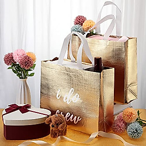 CHENGU 8 Pieces Bridesmaid, I Do Crew Bachelorette Bags for Wedding Day Bachelorette Party Bridal Party Favor Team Bride Bridal Shower Gift Bag(Gold)