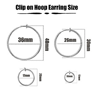 Keklle Stainless Steel 4 Pairs Clip On Hoop Earrings for Women Men Non Pierced Earrings (A:Silver-Tone)