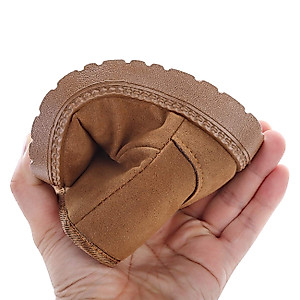 KDHAO Girls Boys Warm Winter Boots Kids Outdoor Snow Boots(5.5 M US Toddler, Brown(New))