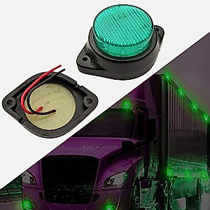APSMOTIV 2Pcs Truck Side Light 12V Green 4 Inch LED Trailer RV Camper Side Marker Clearance Lights Lamps Surface Mount Truck led marker lights Front Rear