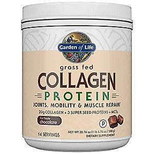 Garden of Life Grass Fed Collagen Protein Powder - Chocolate, 14 Servings, Collagen Powder for Joints Mobility Muscle Repair, Collagen Peptides Super Seeds Coconut MCTs, Keto Collagen Supplements