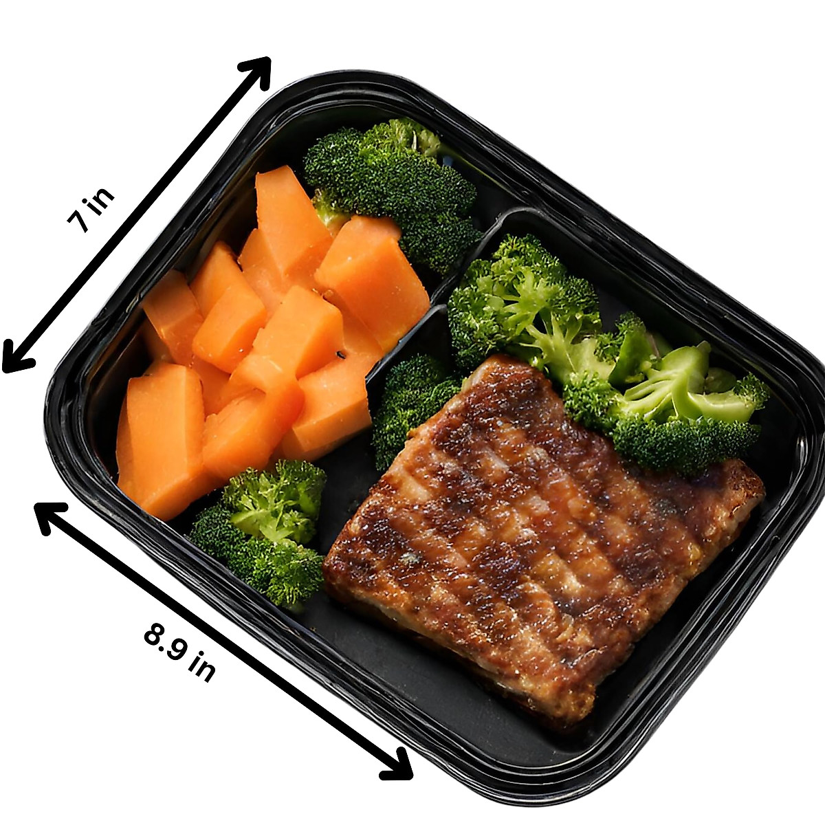 BUHAYA Plastic Meal Prep Container with Lid, 48oz, 25 Sets/Pack - One Compartment - Disposable - Square Stackable - Freezer Safe Plastic Bento Boxes To Go, Square Plastic Containers with Lids