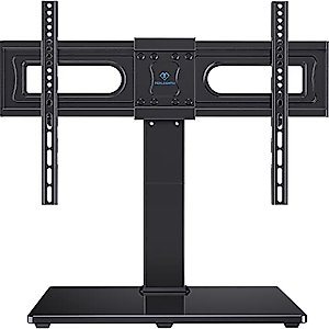 PERLESMITH Universal Swivel TV Stand Mount for 37-65,70,75 Inch LCD OLED Flat/Curved Screen TVs-Height Adjustable Table Top TV Stand/Base with Wire Management,VESA 600x400mm up to 88lbs,PSTVS18