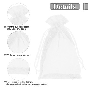 Organza Bags, Organza Bags 4x6, White Wedding Favor Bags, 50Pcs Mesh Bags Drawstring, Jewelry Gift Bags, Candy Pouches, Party Favor Bags Festival Makeup Birthday Halloween Christmas Wrapping Supplie