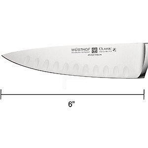 Wusthof Classic High Carbon Steel Knife Hollow Edge Cook's Knife, 6 Inch