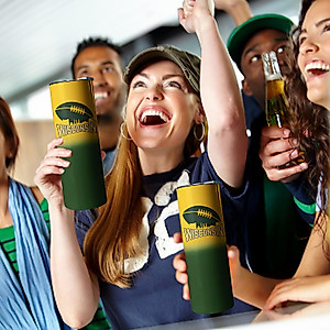 wisconsin Classic Stainless Steel Tumbler with Lid and Straw, City Football Fans Gifts,20oz Football Team Skinny Travel Mug Tumbler Cup Water Botter