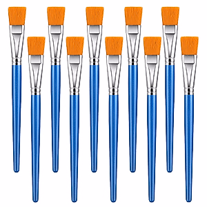 10 Pcs Flat Paint Brushes for Acrylic Painting, 1 Inch Art Paint Brushes Artist Painting Brush for Acrylic Watercolor Oil Detail Painting