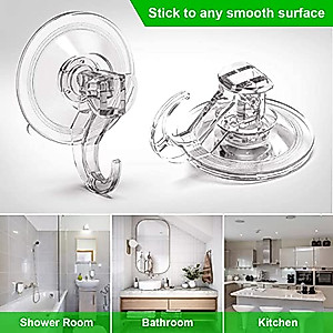 LUXEAR Suction Cup Hooks - 6 Pack Suction Hooks Reusable Powerful Waterproof Shower Hooks - Heavy Duty Vacuum Suction Hanger for Shower, Window, Towel, Loofah, Glass Door