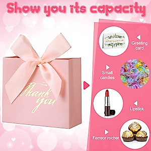 36 Pcs Thank You Gift Bag Party Favor Candy Bags Pure Pink Paper Gift Boxes Mini Paper Gift Bags with Pink Bow Ribbon Decor for Wedding, Bridal Baby Shower, Party Favor (4.53 x 1.77 x 3.94 Inches)