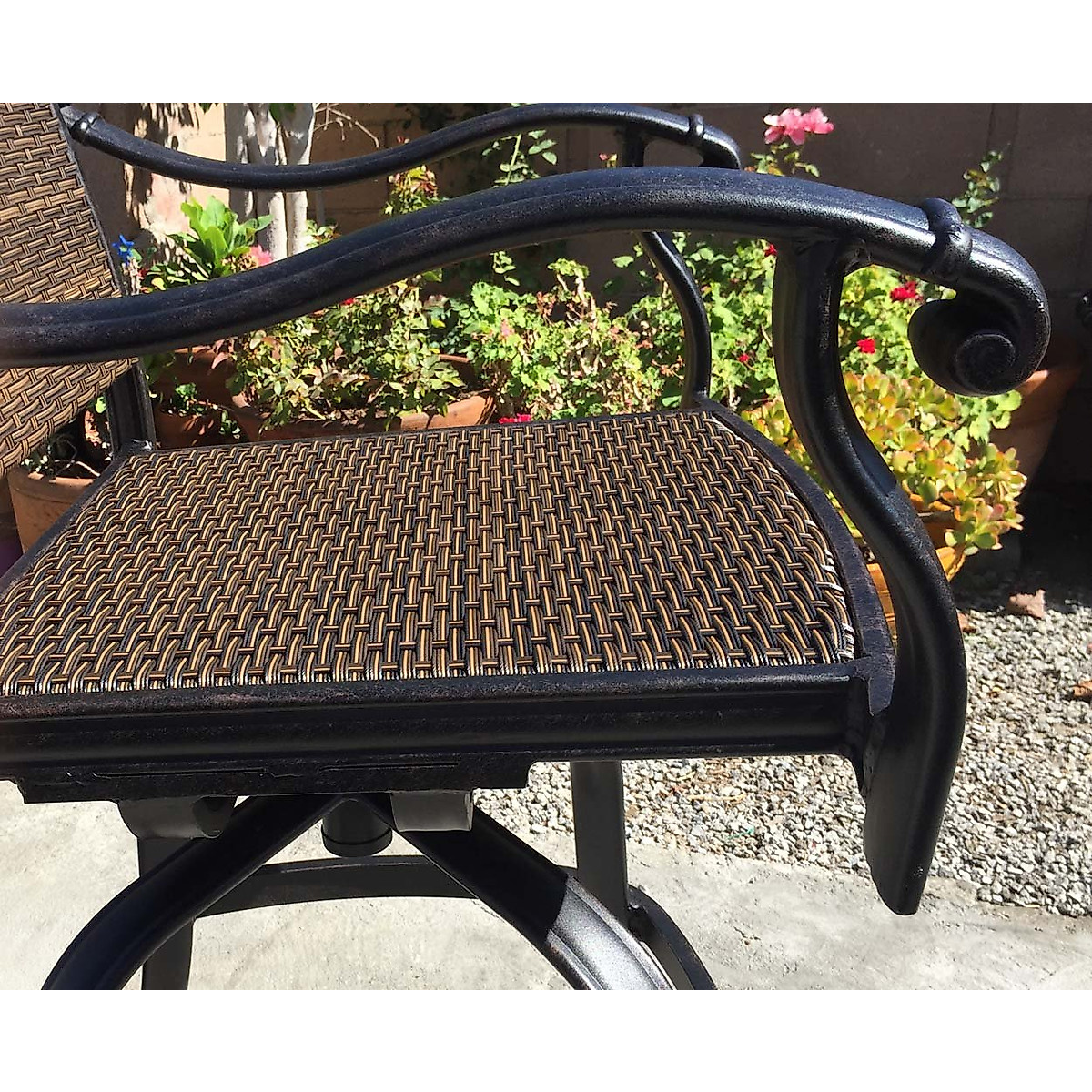 Patio Bar Stool Set of 4 Swivel Outdoor Santa Clara Cast Aluminum Furniture Dark Bronze