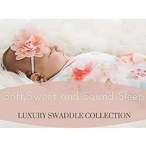 giggle angel Baby Receiving Blanket Swaddle Blanket Newborn Wrap Swaddle Headband Set -Bloom Flower Pattern