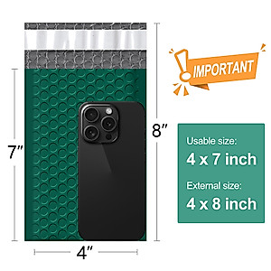 Famagic Bubble Mailers 4x8 Inch 50pc Ultramarine Green Shipping Bags, Chic Packaging Bags For Small Business, Colored Padded Mailing Envelopes, Opaque Matte Self Seal Bubble Poly Mailers Bulk #000