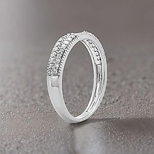 Dazzlingrock Collection 0.25 Carat (Cttw) 14K Round Diamond Women Wedding Enhancer Ring Guard Ring 1/4 CT, White Gold, Size 8