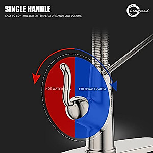 Kitchen Faucet with Soap Dispenser,Single Handle Faucet for Camper Farmhouse RV Kitchen Sink,Spring Kitchen Sink Faucets with Pull Down Sprayer and Deck Plate,Three-Function Spray Head, Brushed Nickel