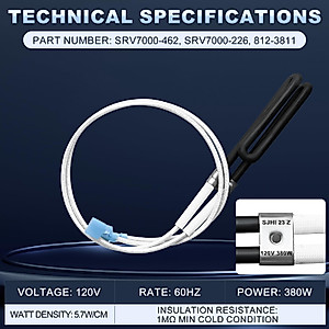 SRV7000-462 Igniter for Quadra Fire Mt Vernon AE, Castile, Santa Fe, Classic Bay 1200, Heatilator Eco-Choice CAB50, PS35, PS50 Pellet Stove and Pellet Stove Parts, 812-3811 Ignitor Replacement