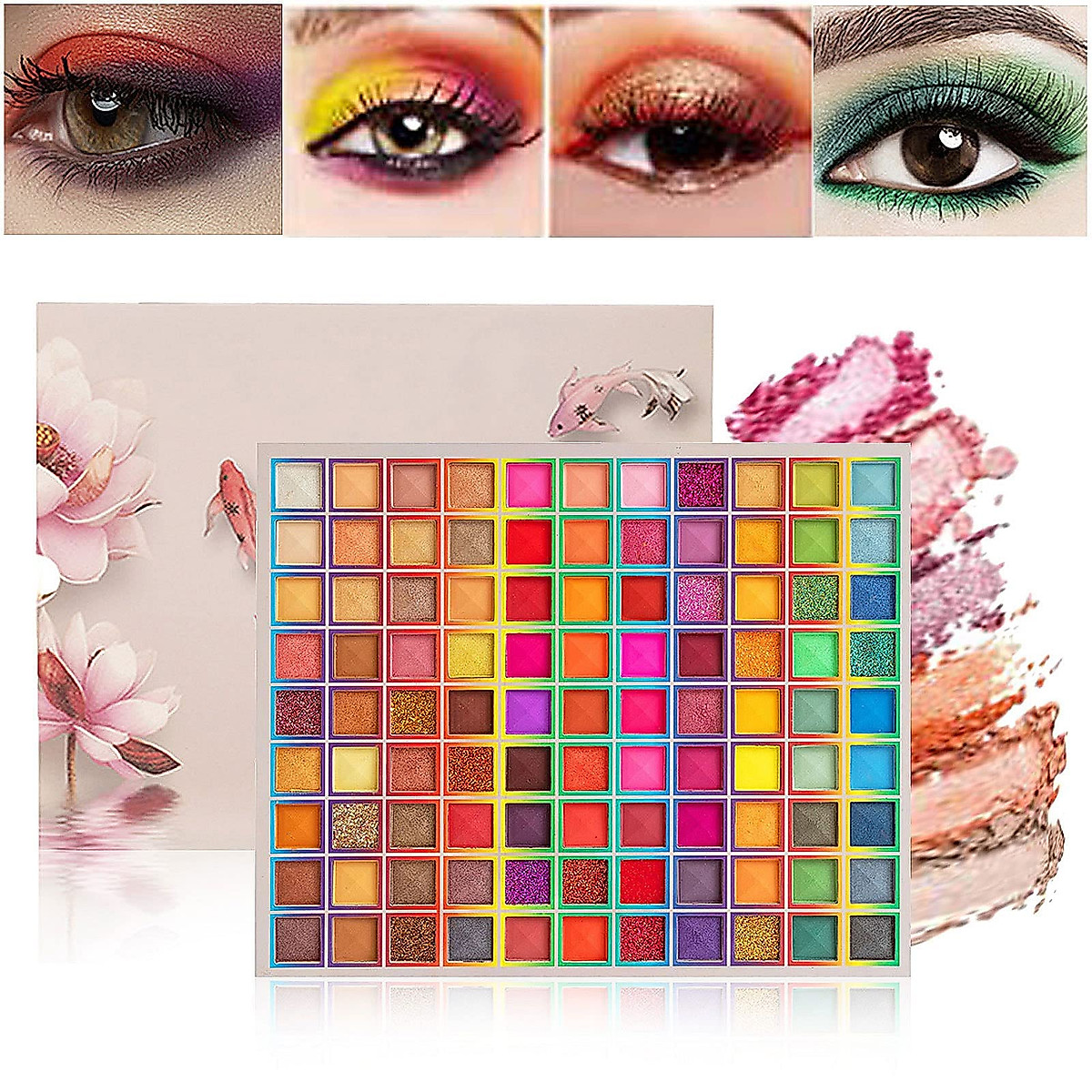 CREAMOON 99 Colors Eyeshadow Palette,Rainbow Shadow Makeup Pallet,Professional Matte Glitter Makeup Metallic Eyeshadow Long Lasting Blendable Natural Colors Make Up Eye Shadows Cosmetics Gift Kit