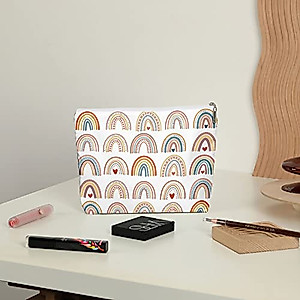 Tote Bag Makeup Bag Boho Rainbow Decor Rainbow Party Decorations Rainbow Party Favors Supplies Rainbow Gifts for Women Girls Bohemian Decor Waterproof Tote Bag with Zipper Cosmetic Bag Set of 2