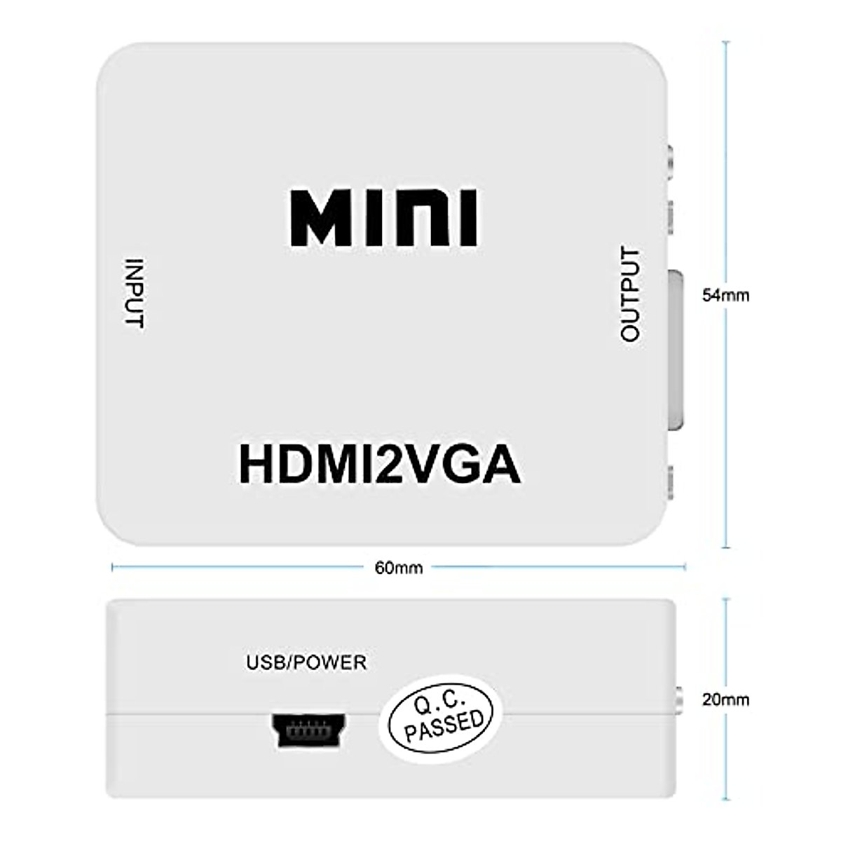 HDSUNWSTD HDMI to VGA Adapter with 3.5mm Audio Port (PC HDMI Source Output to VGA TV) for Old Computer Monitor Laptop Projector 1080P Video (Female HDMI in, Female VGA Out)