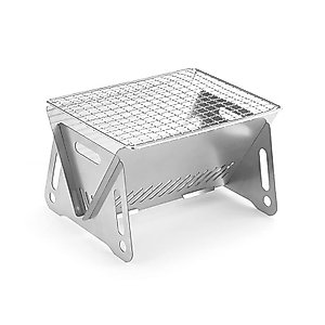 Mini Charcoal Grill, Stainless Steel Barbecue Grill,Portable and Foldable BBQ Barbecue Oven for Outdoor Cooking Camping Hiking Picnics (210mm*160mm*125mm)