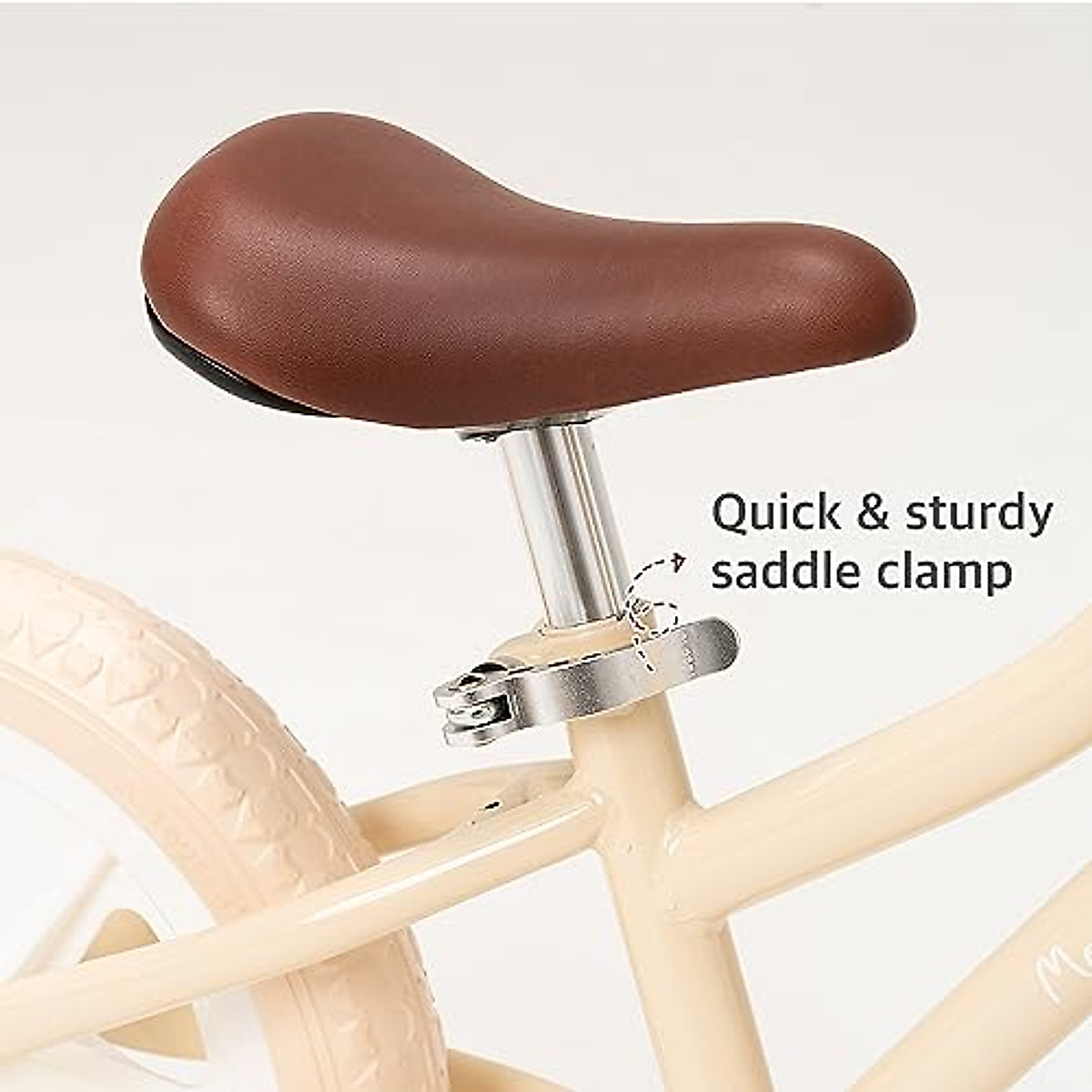 MomnLittle Retro Balance Bike(Green Olive) with Vegan Leather Seat and Handlebar Airless Tires for Ages 3~8 Years Boys Girls