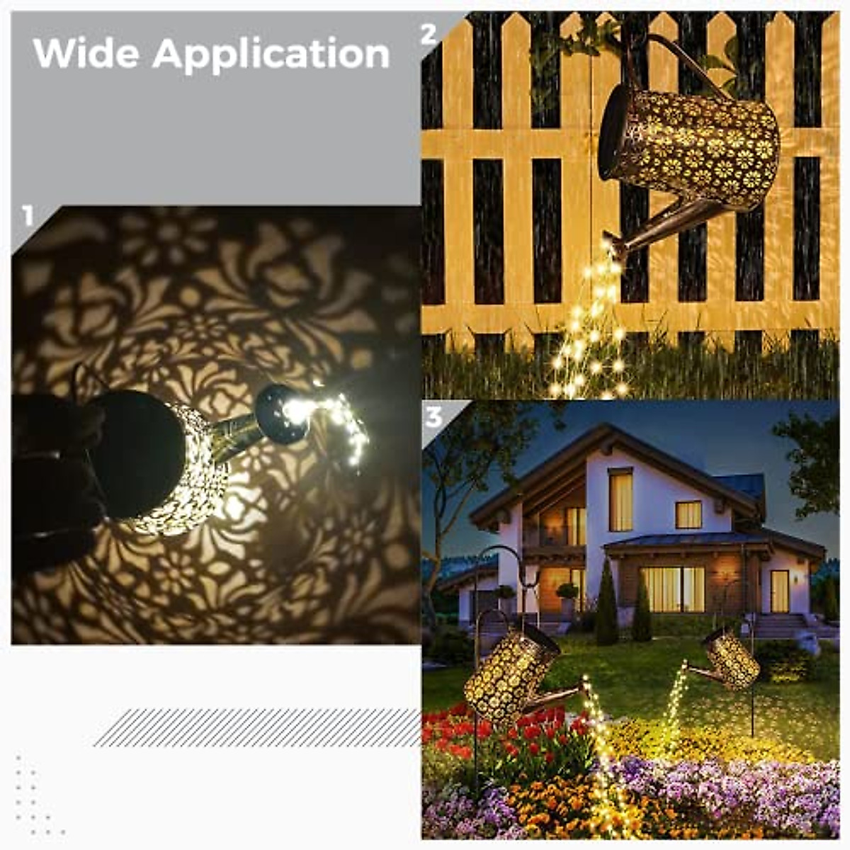 Solar Watering Can with Lights,Anjetan Outdoor Garden Decorations Hanging Solar Lantern Christmas Lights Outside Metal Waterproof Patio Décor for Yard Lawn Backyard Landscape Pathway Gardening Gifts