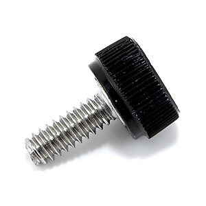 #6-32 x 3/8" Thumb Screw Stainless Steel - Black Knurled Round Plastic Knob - Standard/Coarse Thread Thumbscrew - Length: 0.375" - Proudly Built in USA - Package of (10)