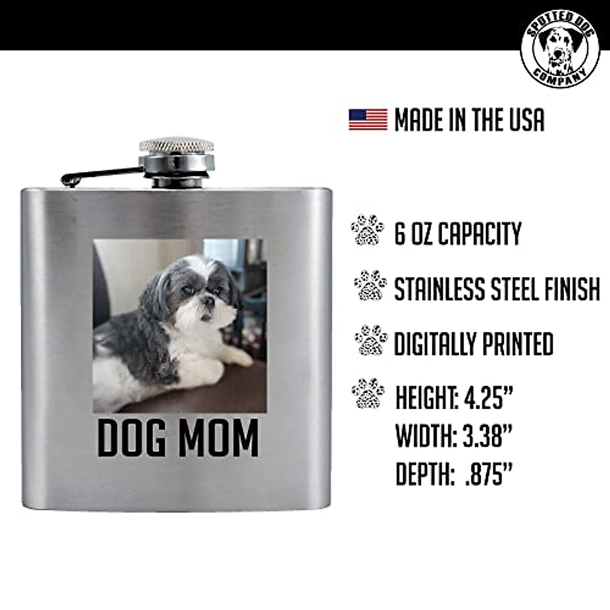 Personalized 6oz Stainless Steel Flask - Metal Hip Pocket Discreet Flask – Custom Groomsmen Gifts – Liquor Whiskey Gifts for Men Women, Printed Photo