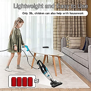 Intercleaner Corded Vacuum Cleaner, 15KPa Powerful Suction with 400W Motor, 12 in 1 Lightweight Bagless Stick Vac with Handheld, Ultra Quiet, for Hardwood Floor Carpet Car Pet Hair