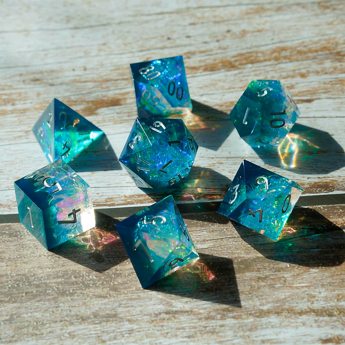 DND Dice Set Dungeon and Dragons Sharp Edge Dice Handmade Resin Polyhedral Dice RPG D20 Role Playing Gaming Dice for Party Games… (Style 5)