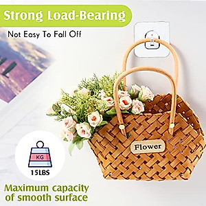 Yinkin 30 Pieces Clear Wall Hooks 15 lb (max) Adhesive Hooks for Hanging Plastic Sticky Hooks Heavy Duty Hook Transparent Drill Free Reusable for Hat Kitchen Bathroom Office, No Trace No Scratch