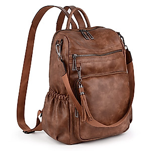 UTO Women Backpack Purse Travel Rucksack for Girls Fashion Designer Large Vegan Leather Ladies Shoulder Bag with Tassel