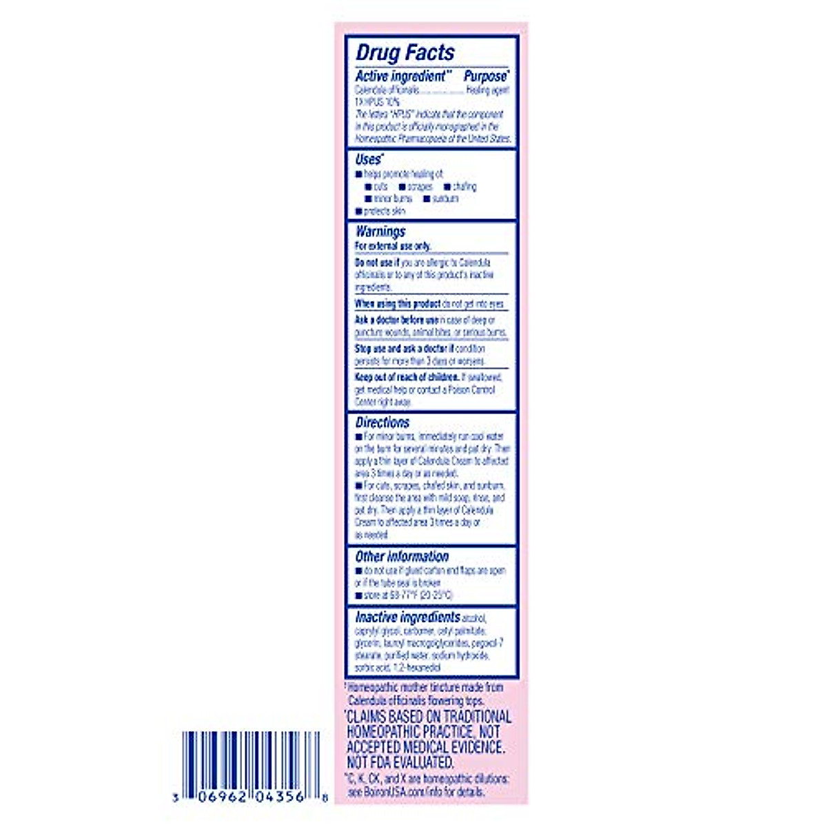 Boiron Calendula Cream for First Aid, Minor Burns, Cuts, Scrapes, Insect Bits and Sunburn - 2.5 oz