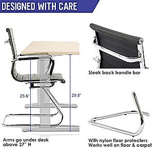 Wahson Office Guest Chairs, 2 Pack Reception Chairs for Waiting Room/Conference Room, with Faux Leather and Sled Base, Set of 2, Black