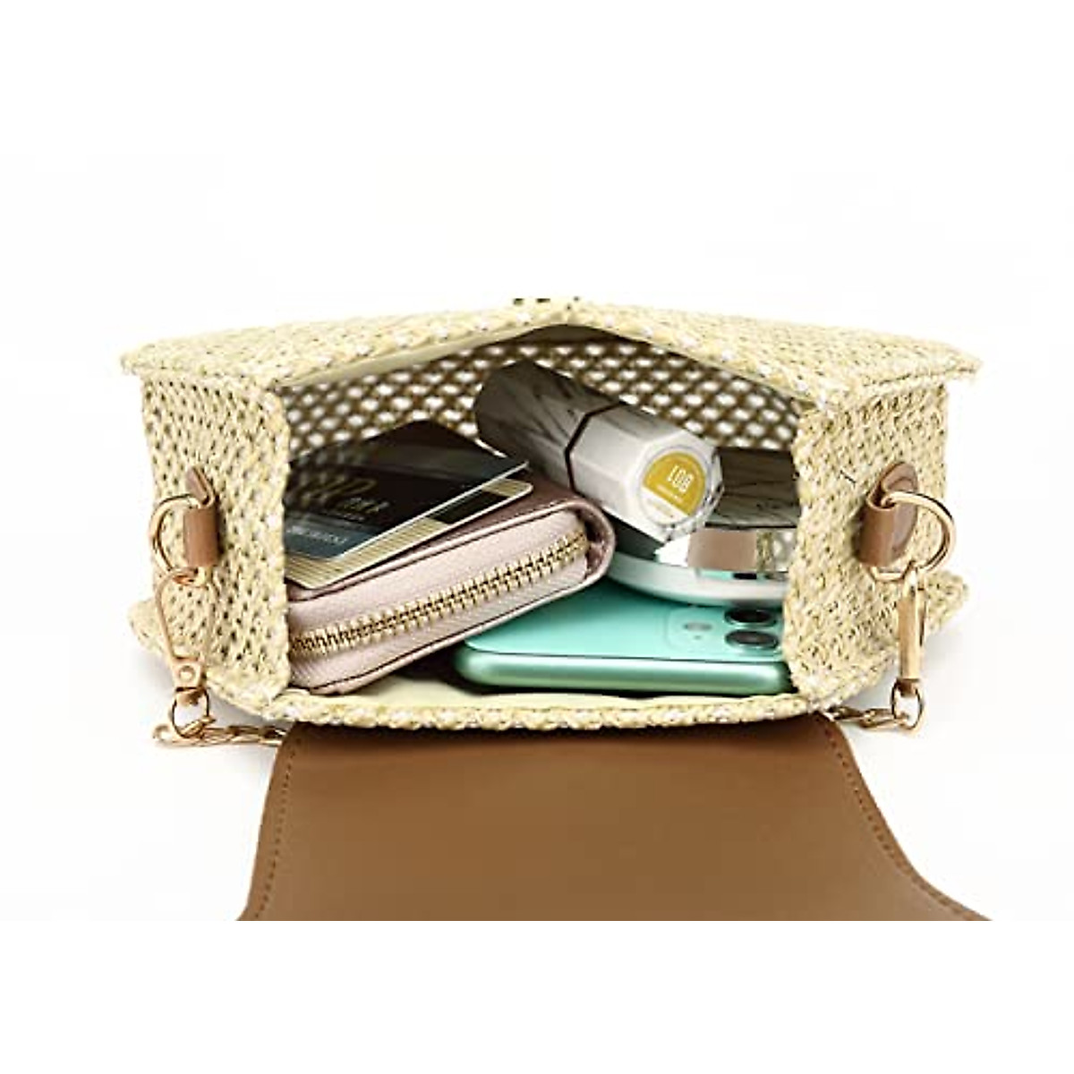 Sykorvon Straw Crossbody Bags for Summer, Cute Beach Bags for Women, Small Summer Straw Beach Woven Vacation Shoulder Bag Purses with Tassel (Brown)