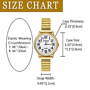 JewelryWe Women's Easy Reader Analog Watch Gold/Silver Plated Elastic Band Wristwatch